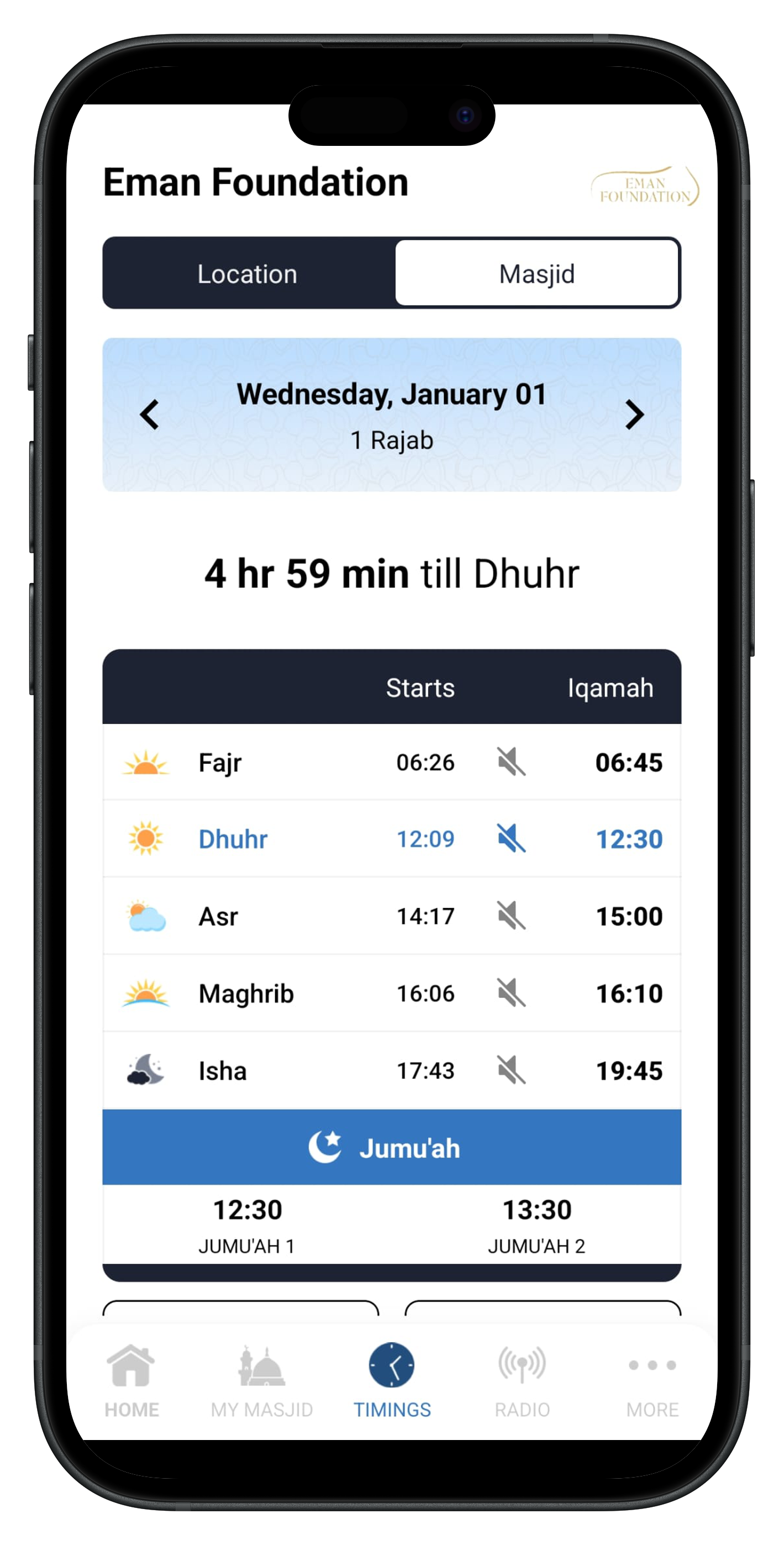Eman Foundation prayer times are on the Athan+ app - Eman Foundation